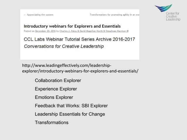 Leadership Metaphor Explorer CCL Labs Webinar Series | PPT