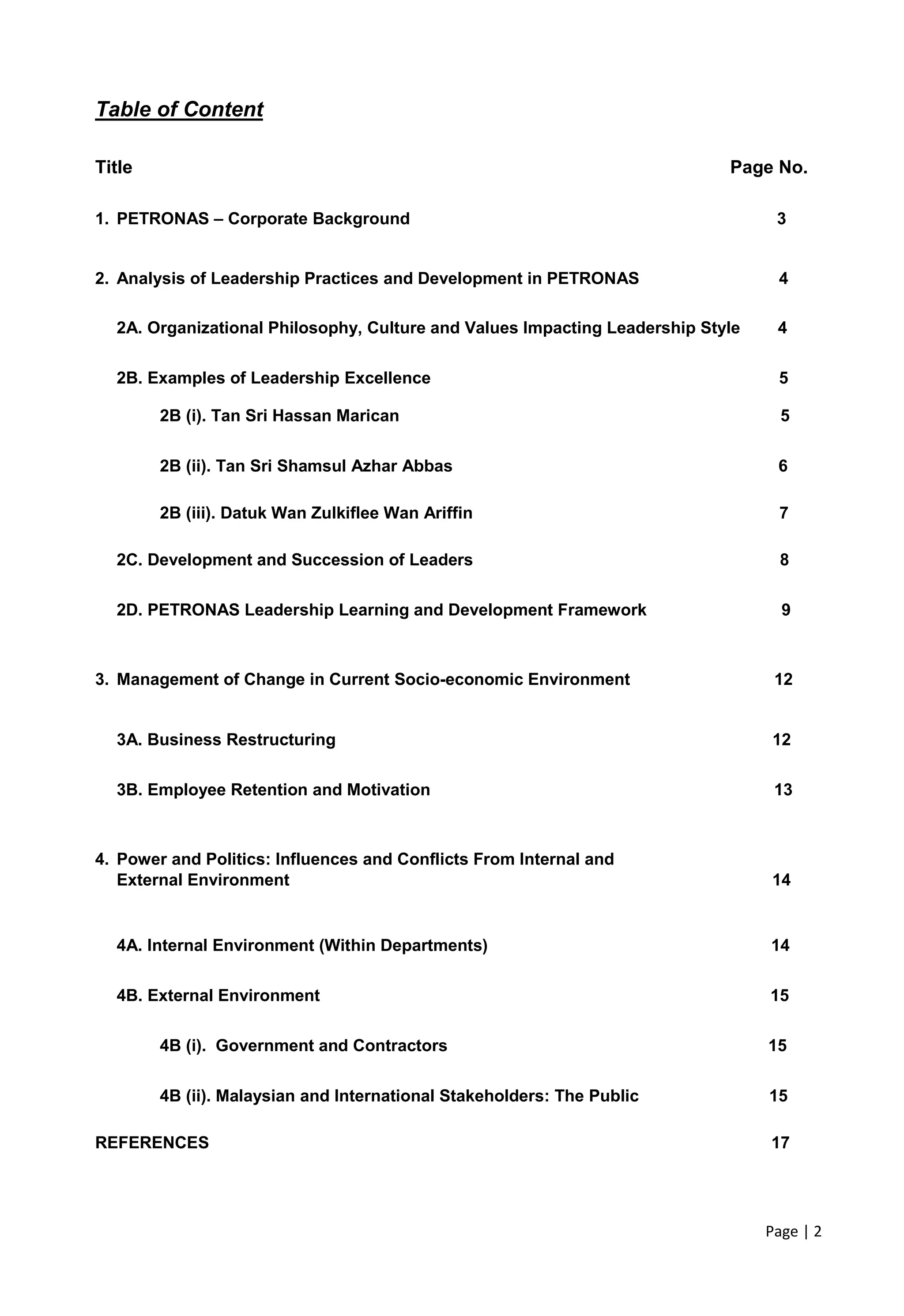 Leadership and Management of Change - PETRONAS Malaysia | PDF
