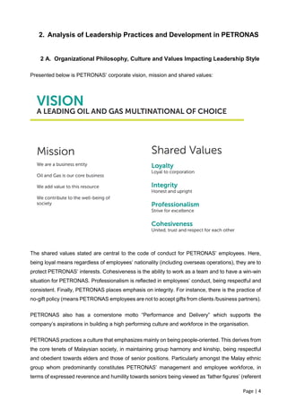 Leadership and Management of Change - PETRONAS Malaysia | PDF