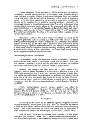 Leadership models a comparison study | PDF