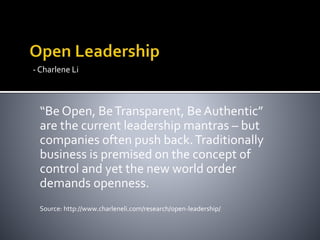 Open & Shut: Leadership in the Social World | PPT