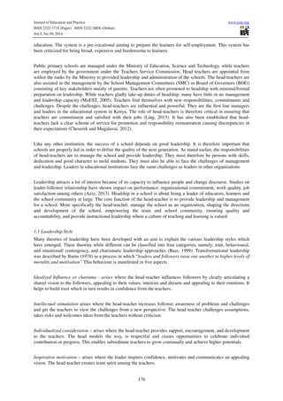 Leadership Style and Teachers Commitment in Public Primary Schools in Bomet County, Kenya | PDF ...