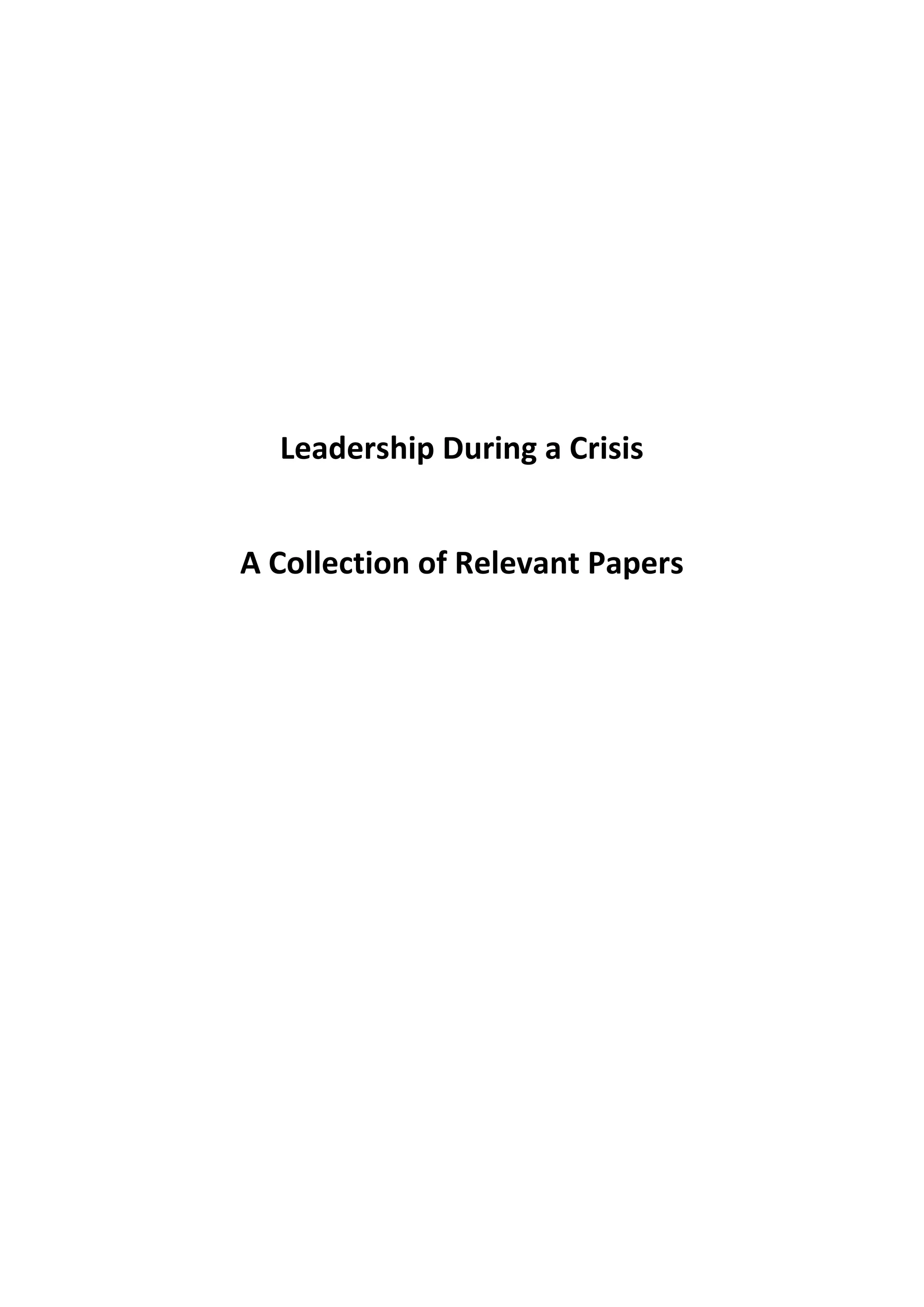 Leadership During a Crisis | PDF