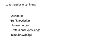 Leadership Explained (Be, Know, Do model) | PPTX