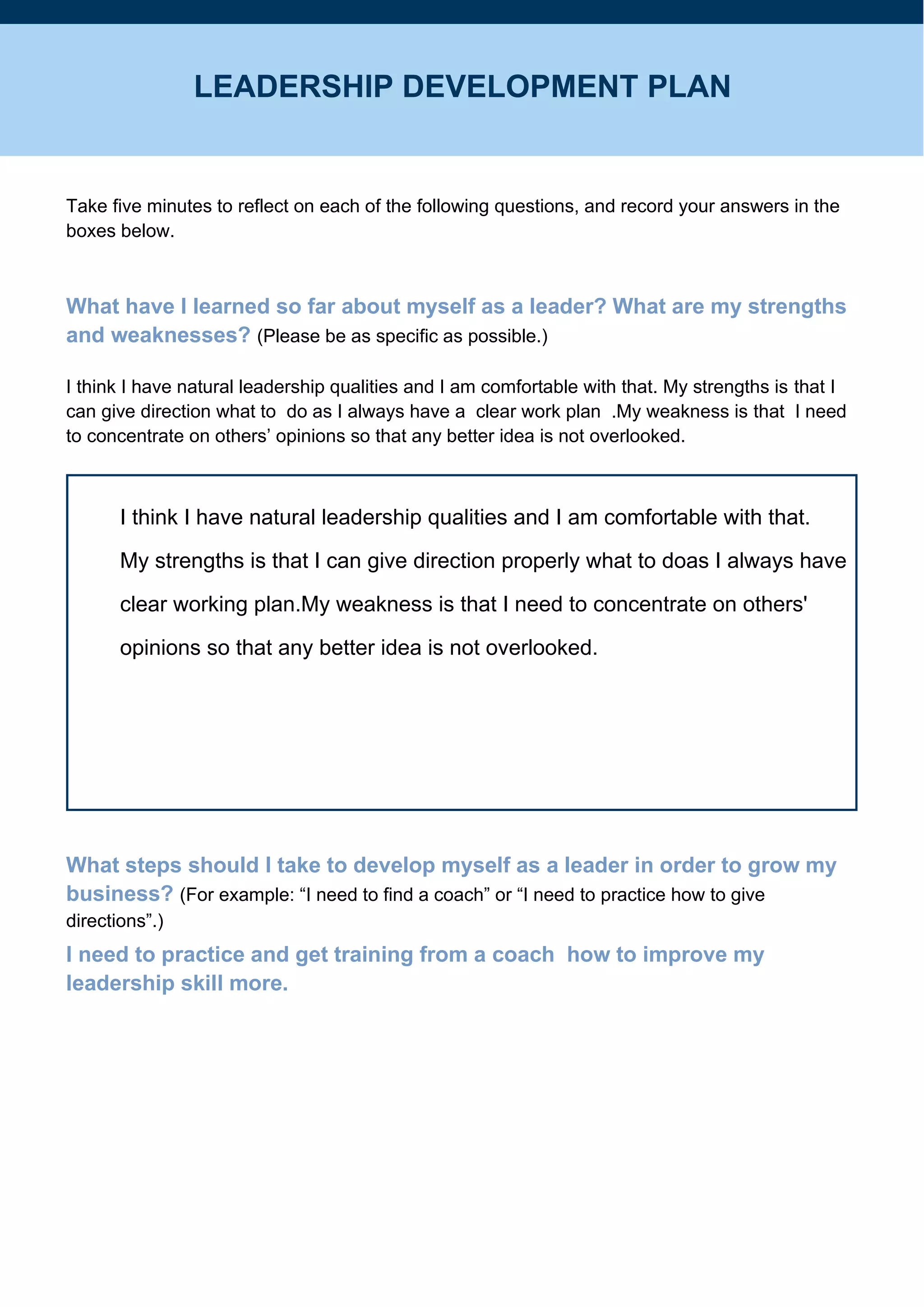 Leadership plan (1) | PDF