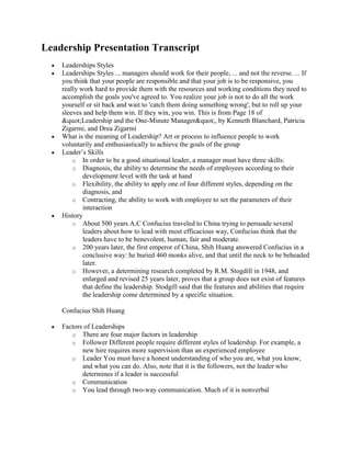 Leadership presentation transcript | DOCX