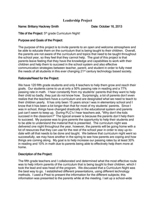 Leadership project | PDF