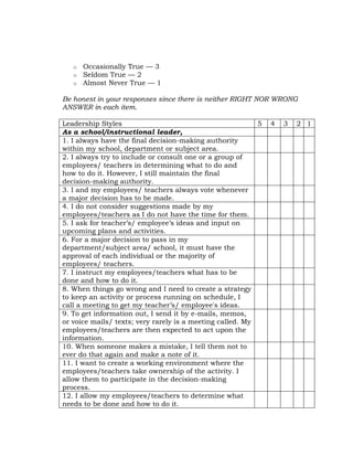 Leadership questionnaire felj | DOCX