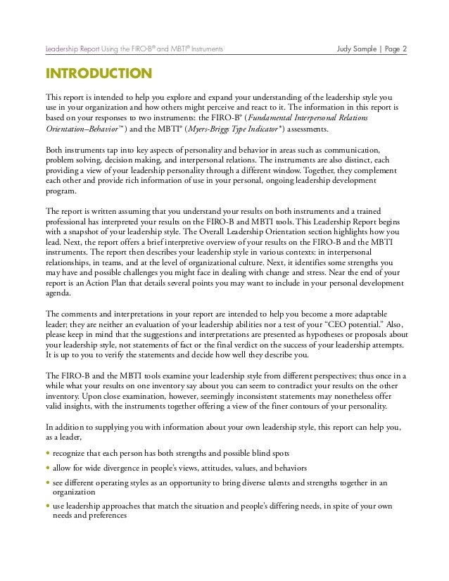 Leadership report fbmbti