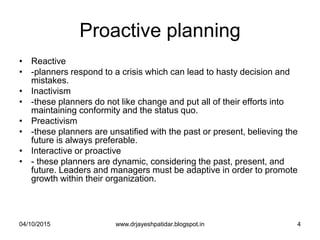 Leadership roles and management functions associated with the planning ...