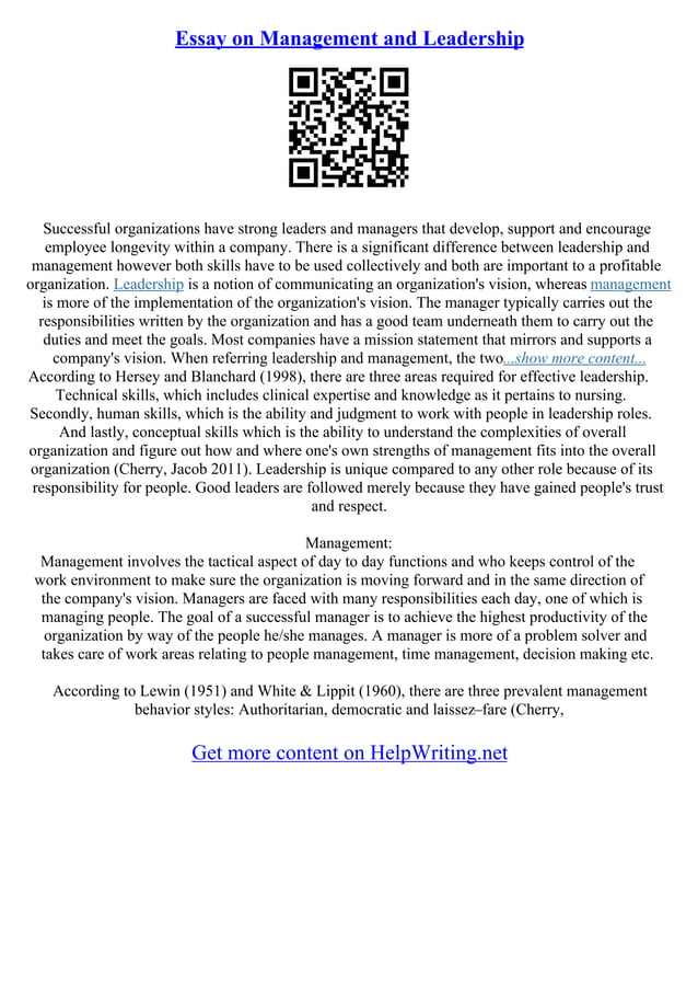 Leadership Sample Essay | PDF