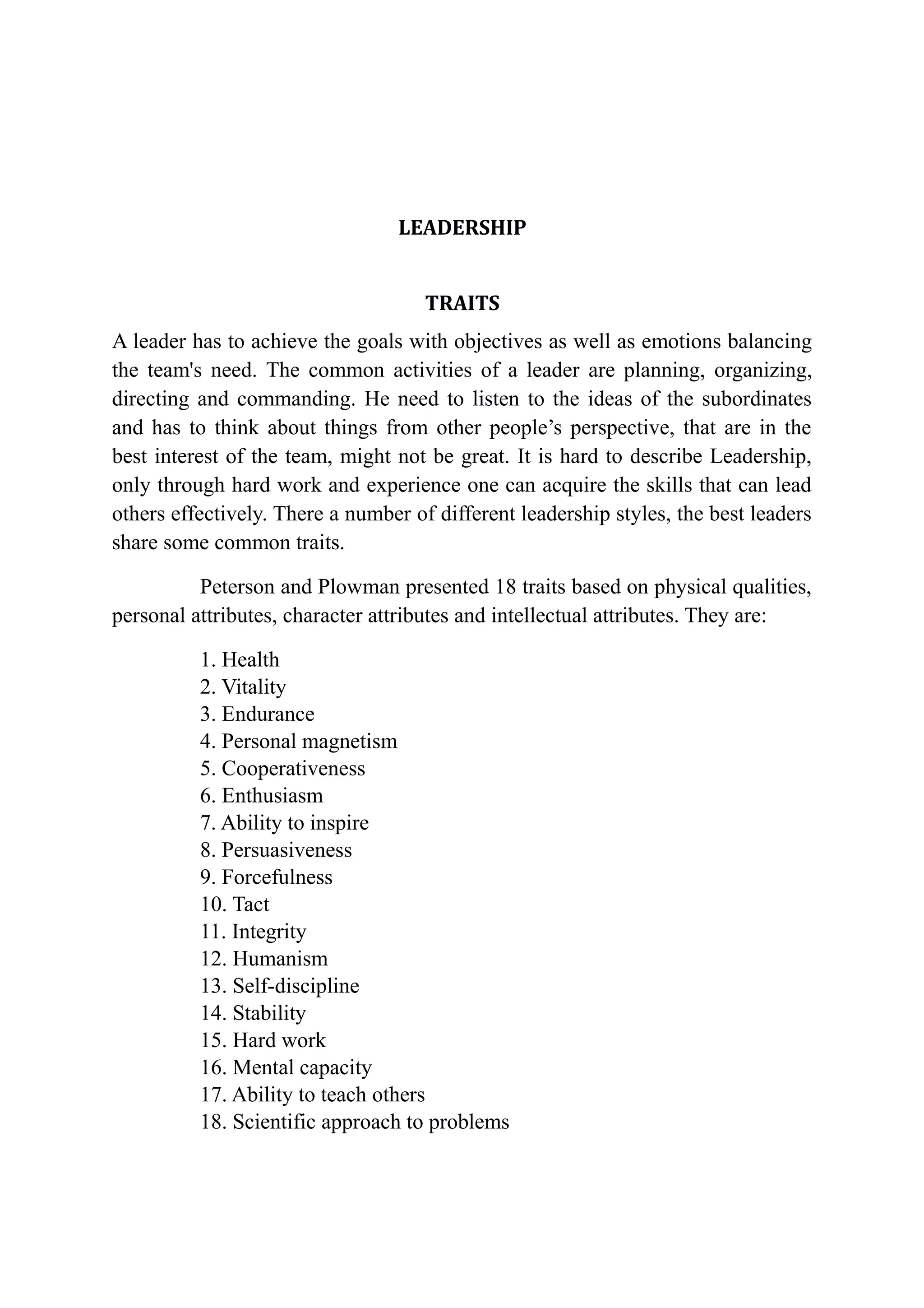 Leadership Traits | DOC