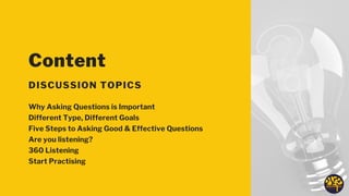 Leadership series #1 The Art of Asking Questions and Listening ...