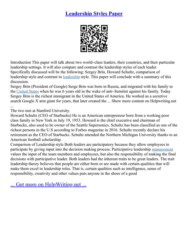 Leadership Styles Paper | PDF