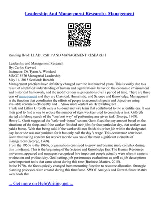 Leadership Styles Paper | PDF