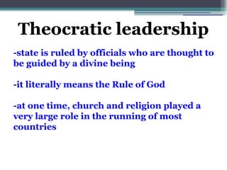 Styles of Leadership and Governments | PPT