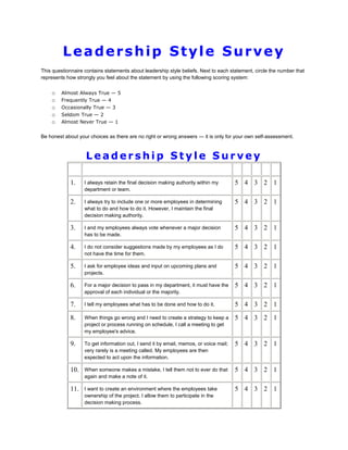 Leadership style survey | PDF