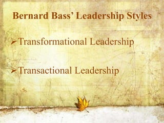 Leadership Styles and Value System of School Principals | PPTX