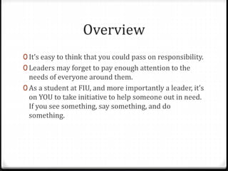 See Something, Say Something, Do Something: A Training in Leadership ...