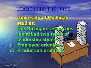 Leadership theory & styles | PPT