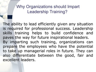 Leadership Training Program - Benefits and Objectives | PPT