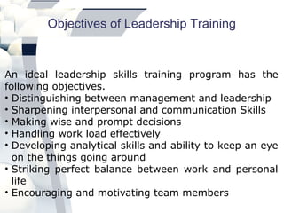 Leadership Training Program - Benefits and Objectives | PPT