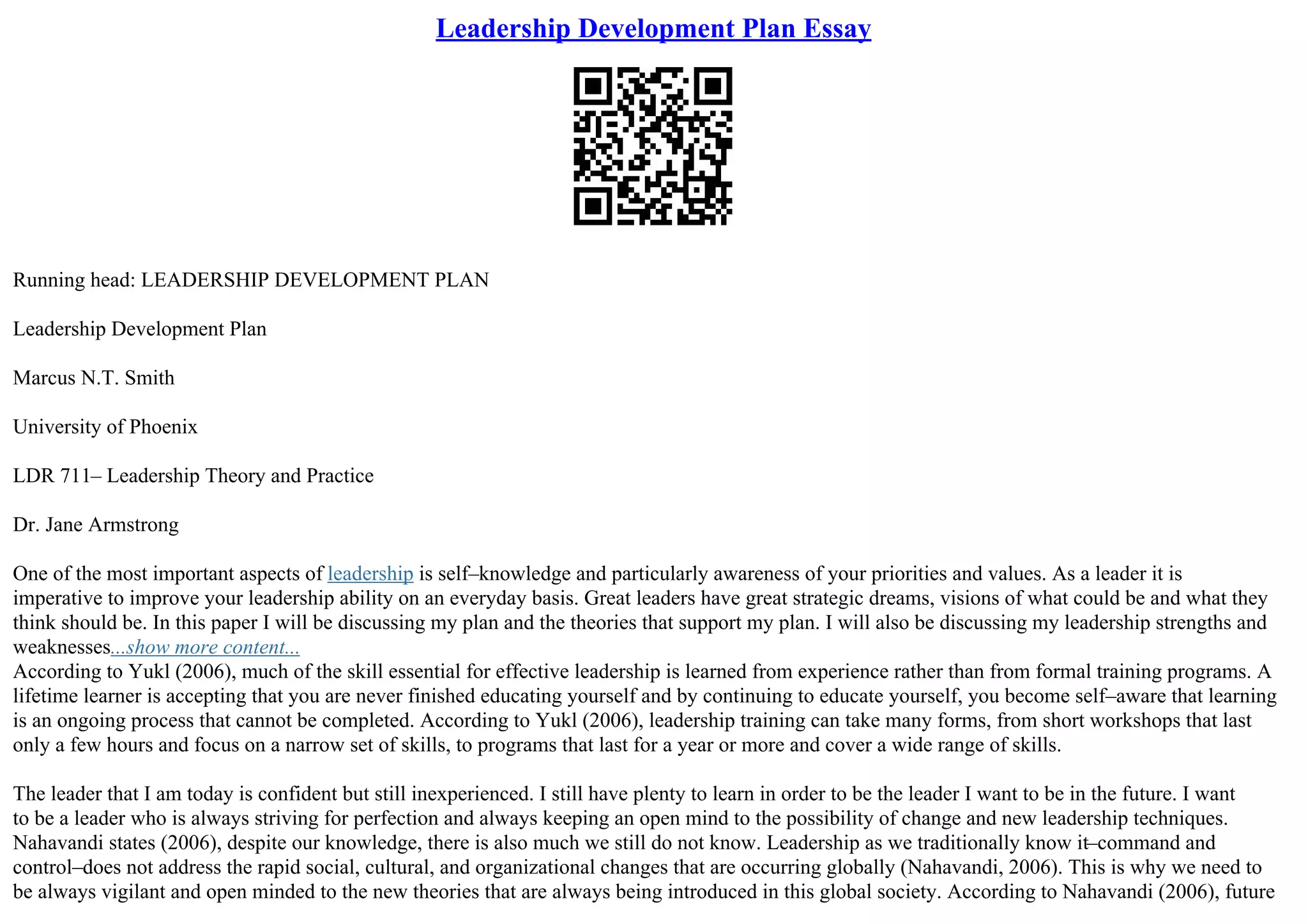 Leadership Traits Essay Example | PDF