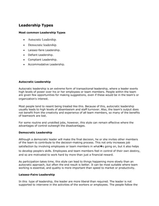 Leadership types | PDF