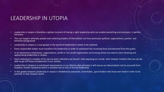 LEADERSHIP IN UTOPIA - WANA MAFUSA | PPTX