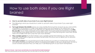 Leadership with Both Sides of the Brain | PPTX | Brain and Nervous ...