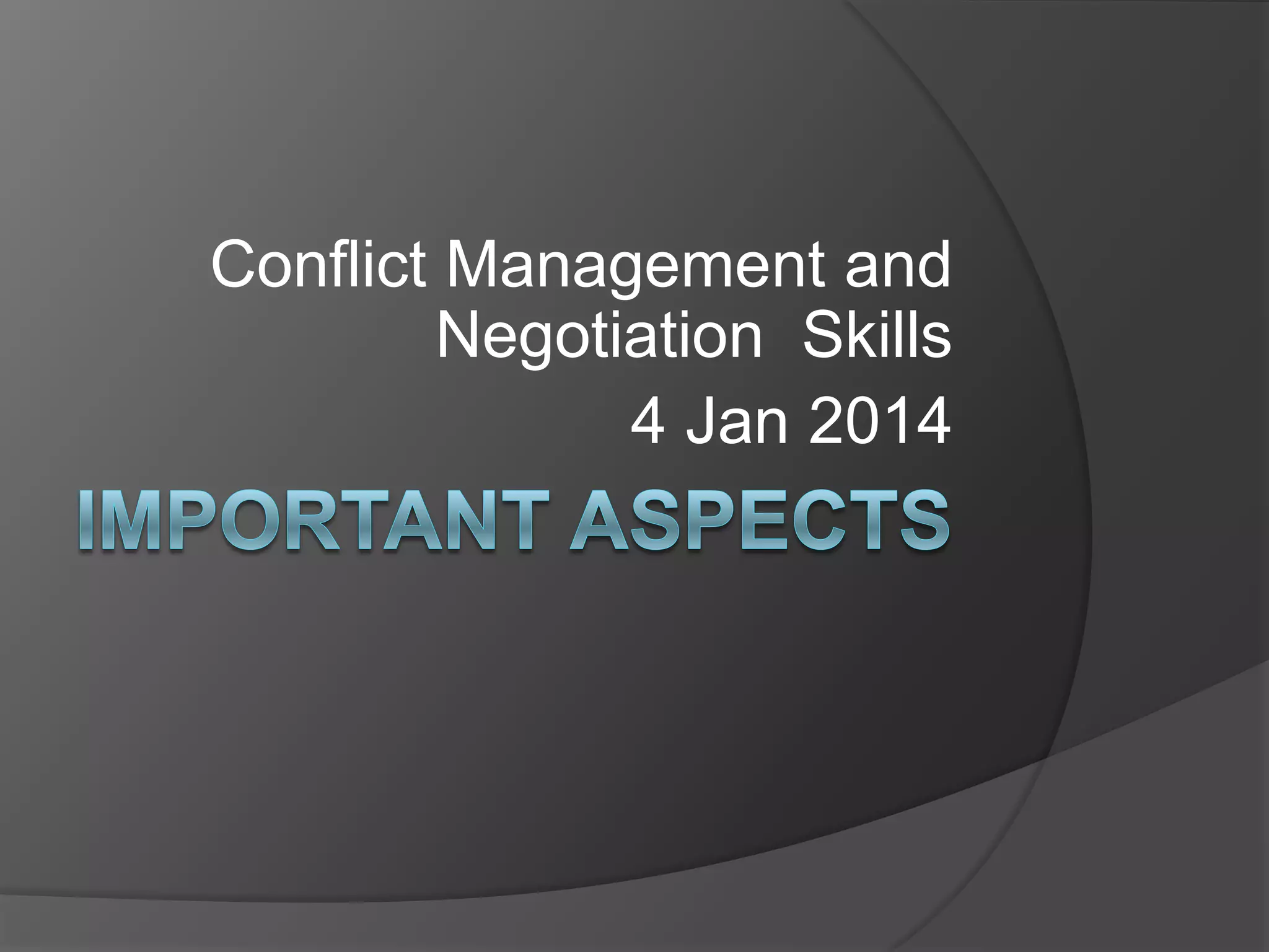 Conflict Management and negotiation | PPTX