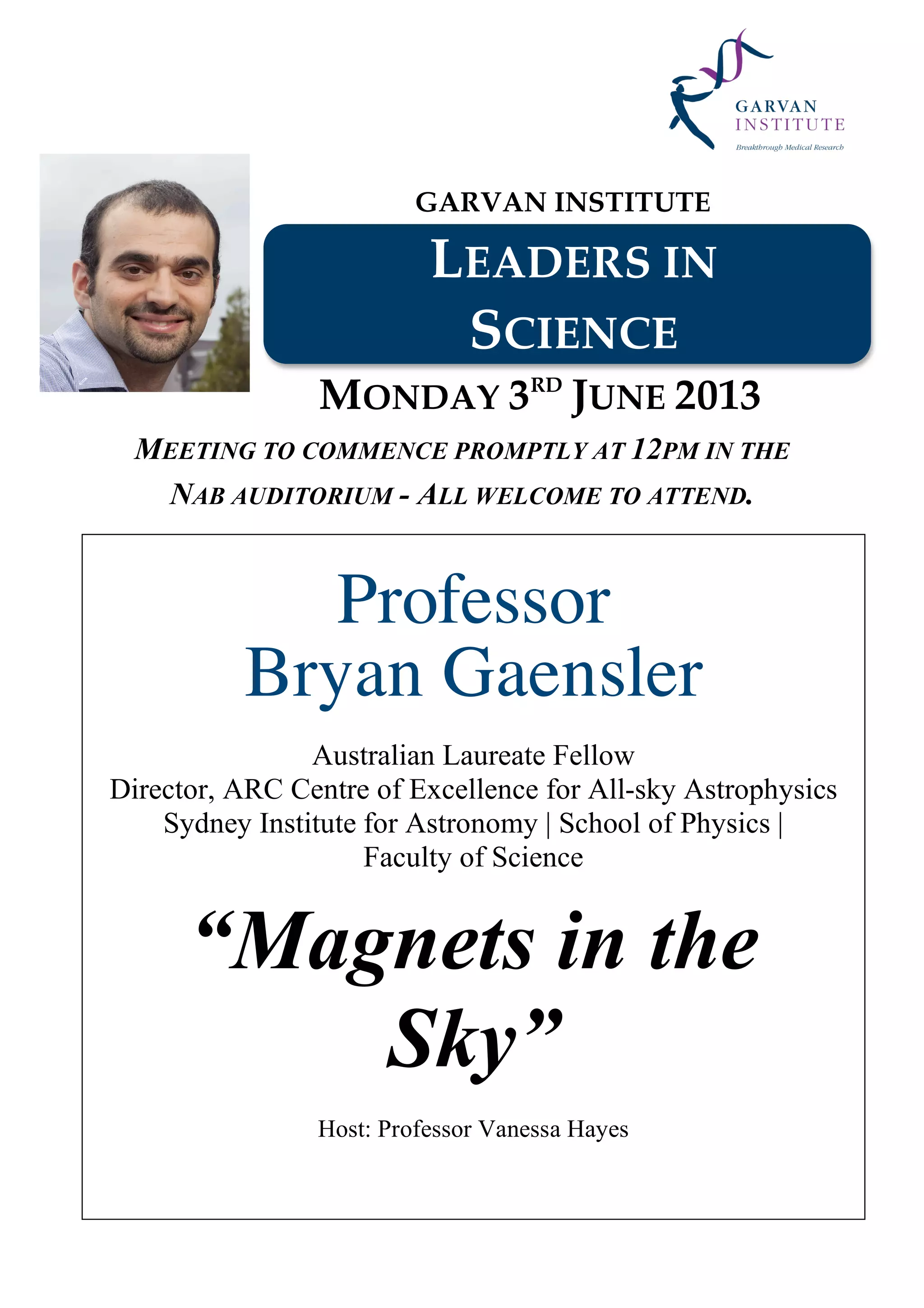 Leaders in Science - Prof Bryan Gaensler | PDF