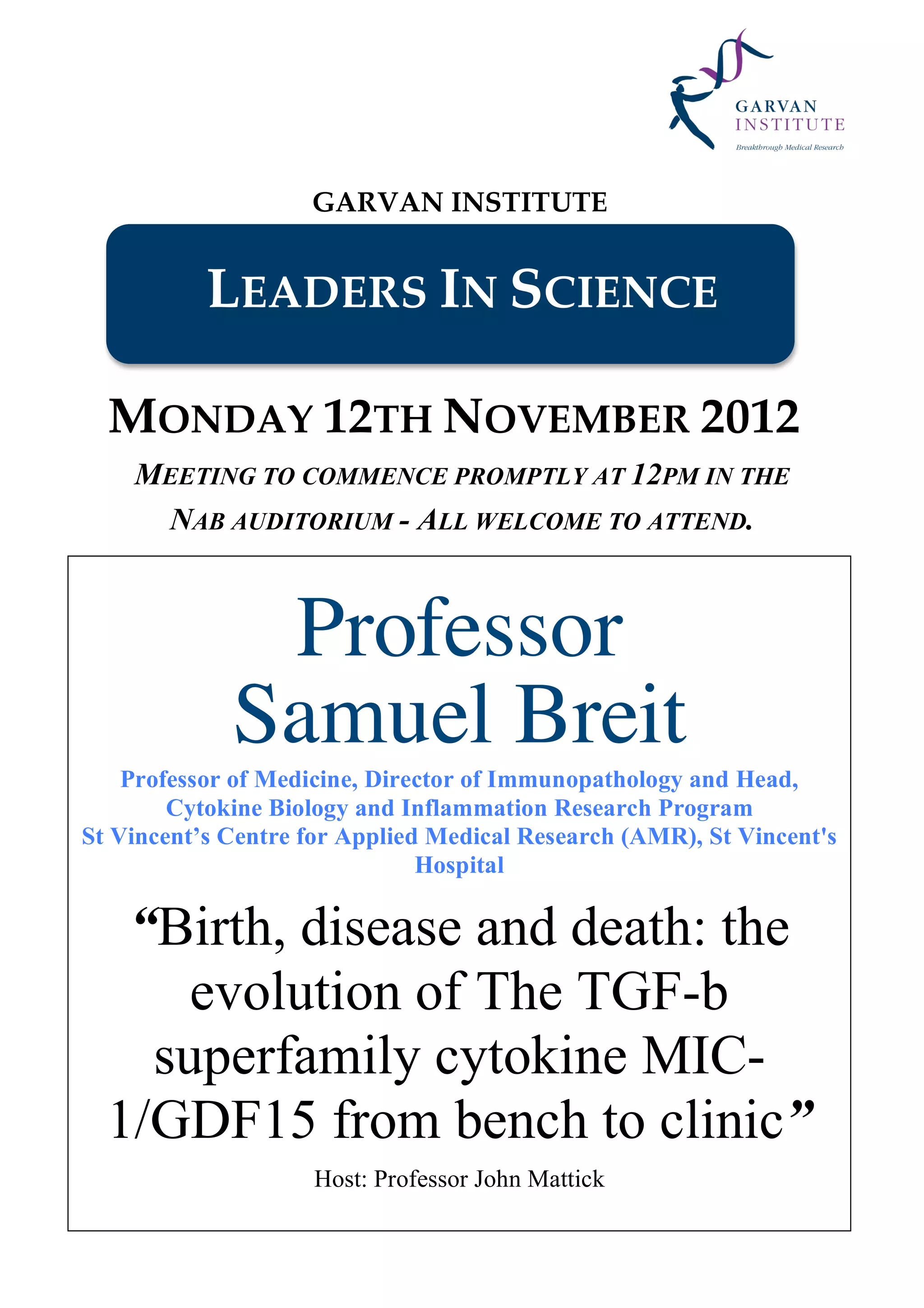 Leaders in Science - Prof Samuel Breit | PDF