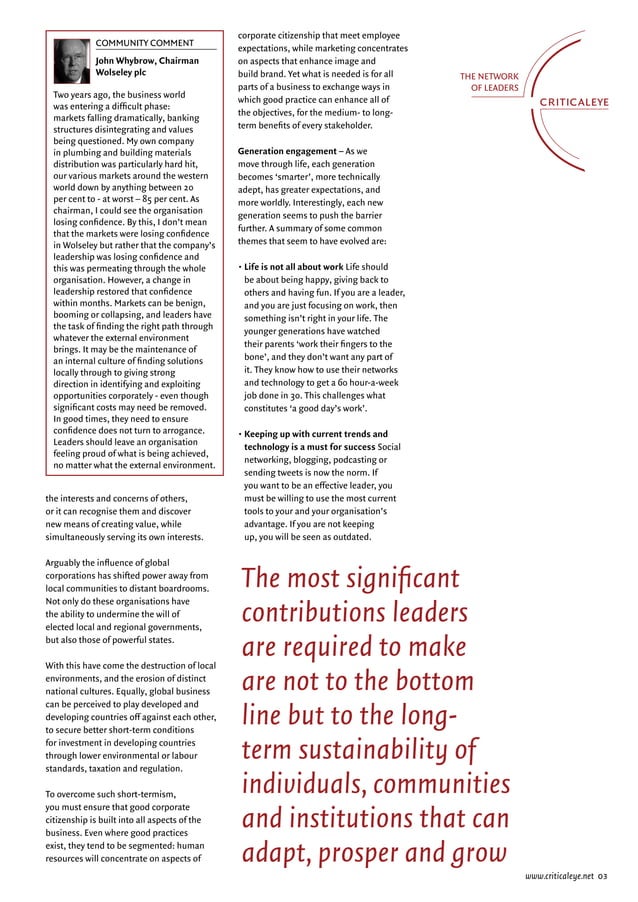 Leader's legacy | PDF | Executive Leadership & Management | Business