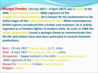 Leaders of 1857 revolt | PPT