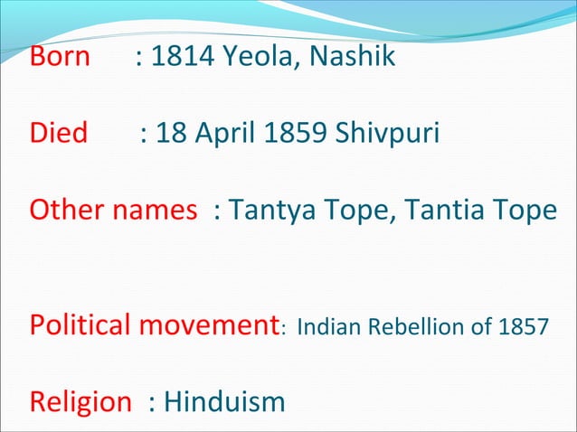 Leaders of 1857 revolt | PPT | Hinduism | Religion & Spirituality