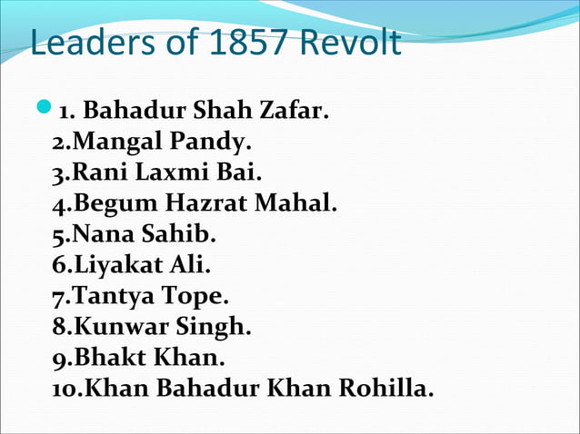 Leaders of 1857 revolt | PPT