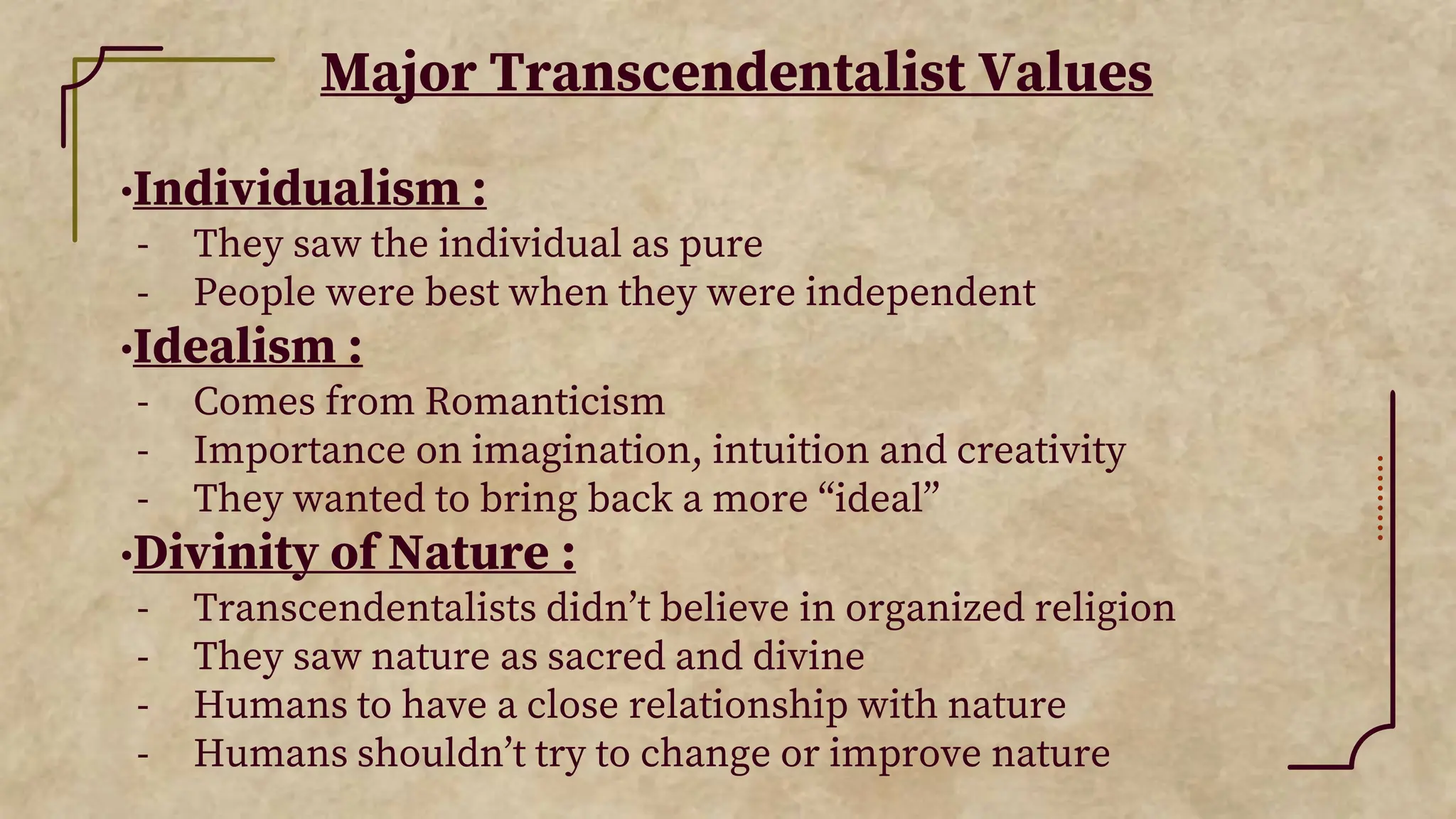 Leaders of Transcendentalist Movement - Paper 108 | PPT
