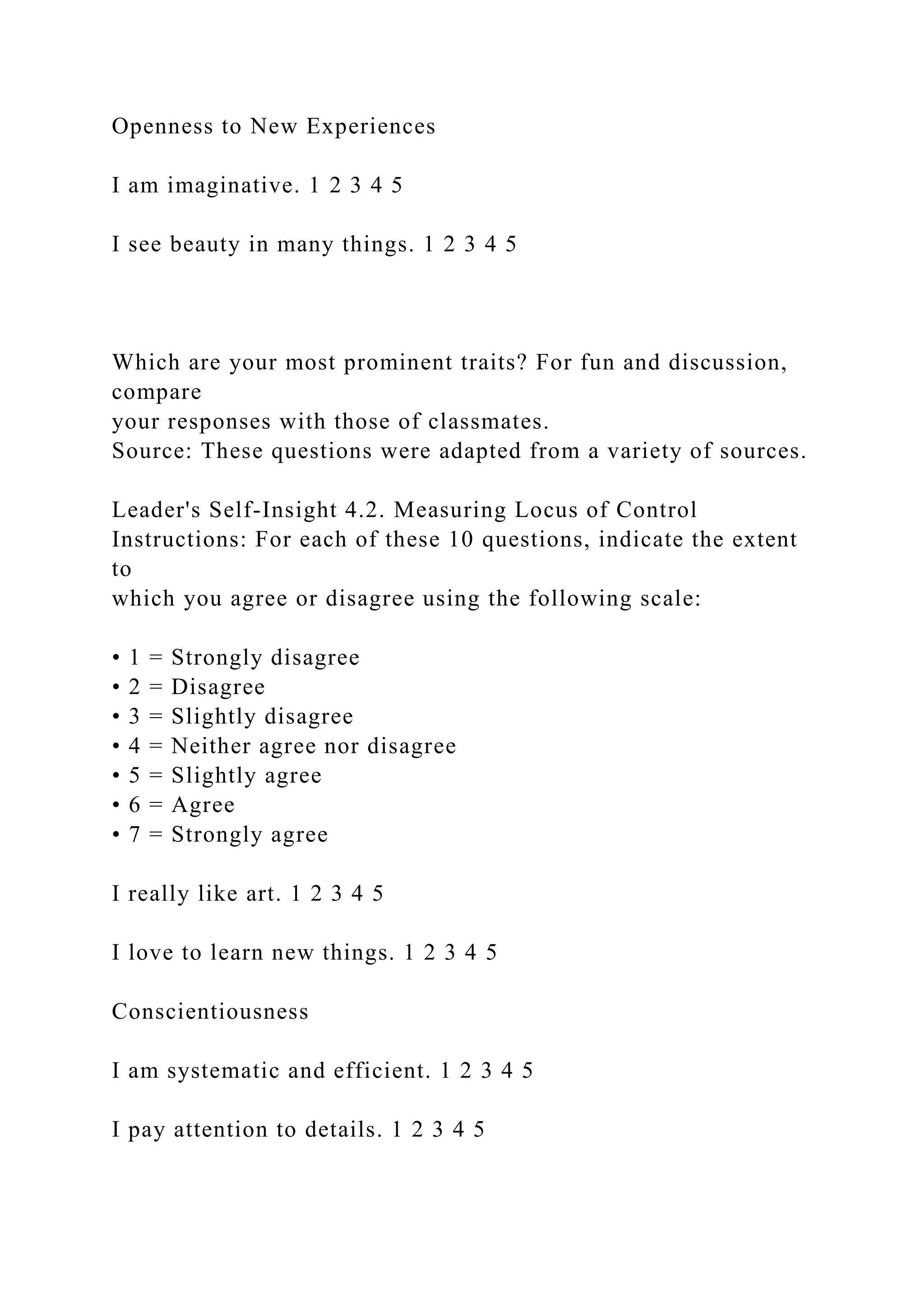 Leaders Self-Insight 3.1. T–P Leadership Questionnaire An .docx
