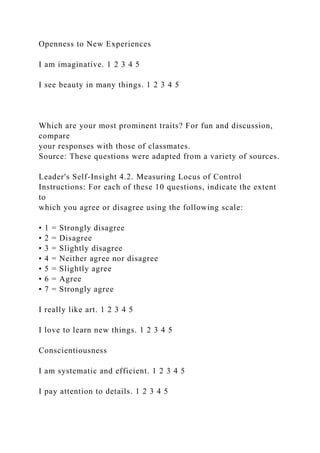 Leaders Self-Insight 3.1. T–P Leadership Questionnaire An .docx