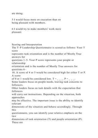 Leaders Self-Insight 3.1. T–P Leadership Questionnaire An .docx