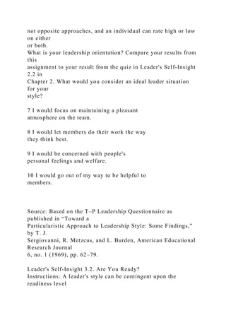 Leaders Self-Insight 3.1. T–P Leadership Questionnaire An .docx