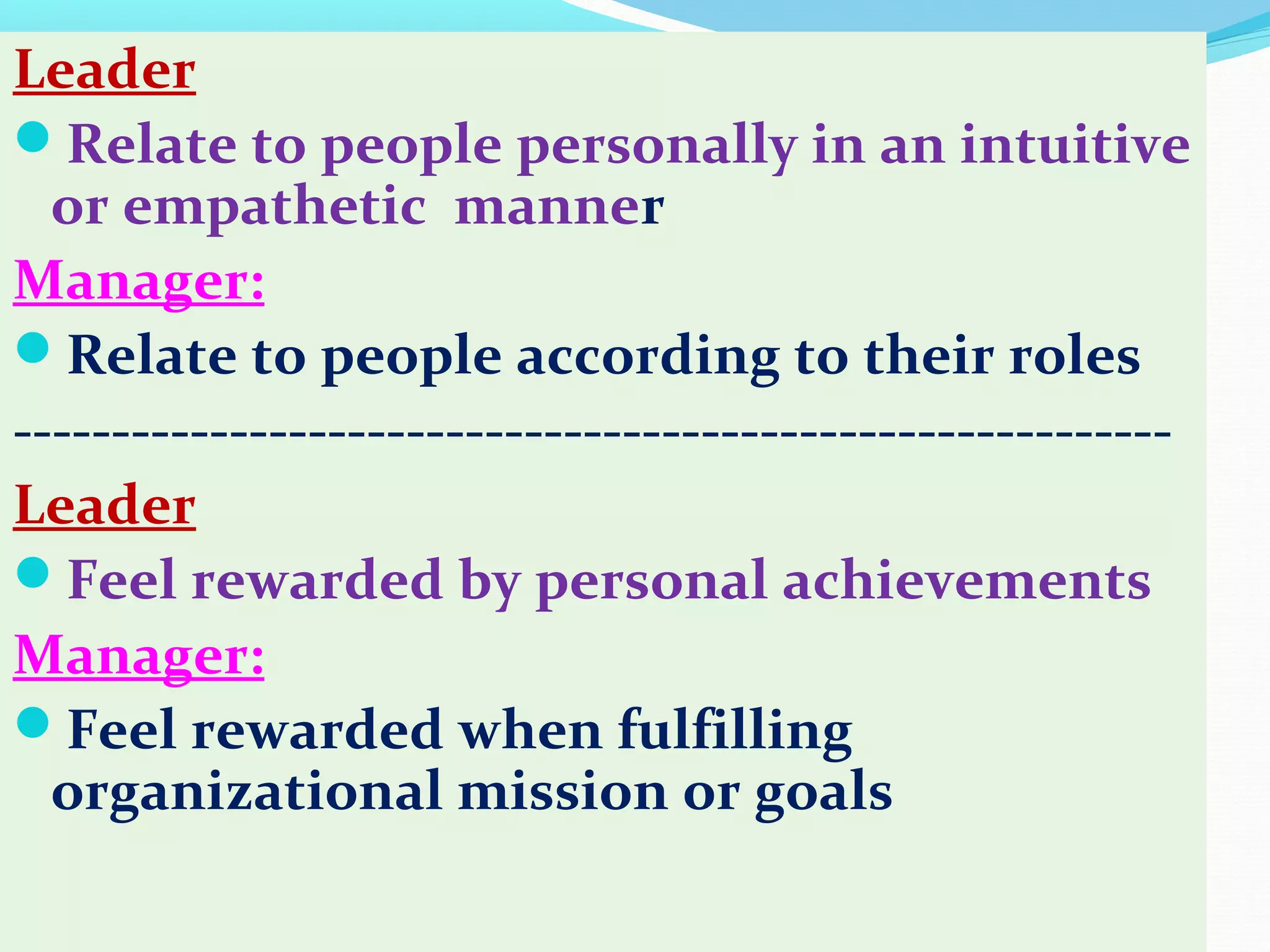 Leader Vs Manager | PPT