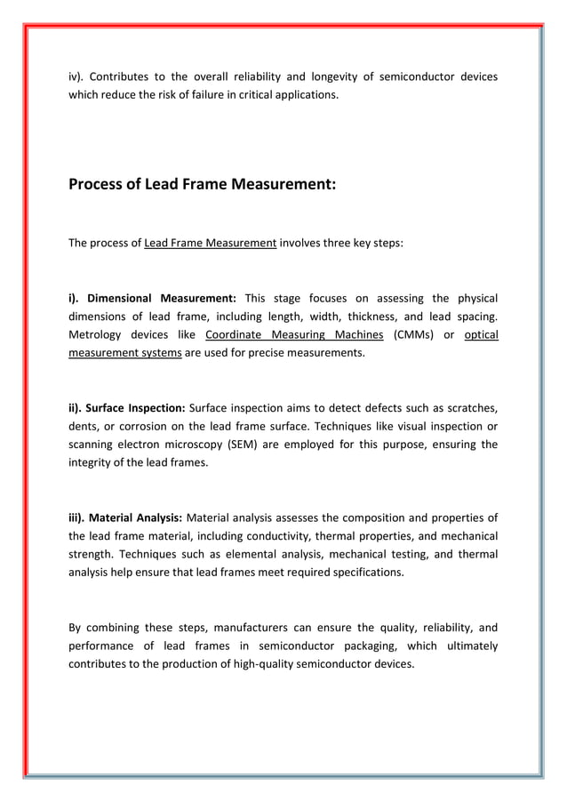 Lead Frame Measurement | VIEW Micro Metrology | PDF | Manufacturing ...
