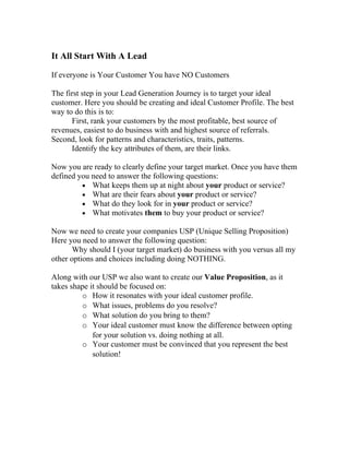 Lead generation guide and bonus sheet | PDF