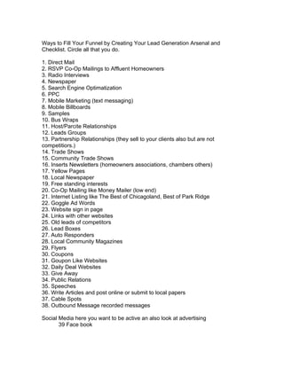 Lead generation guide and bonus sheet | PDF