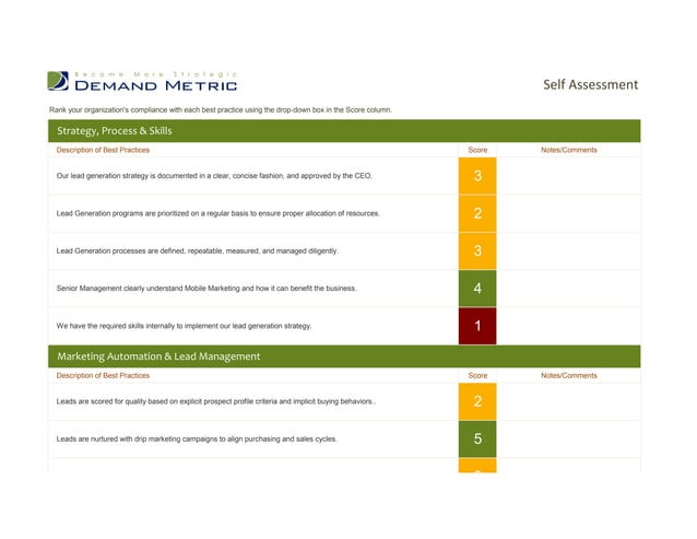 Lead Generation Maturity Assessment | PPT