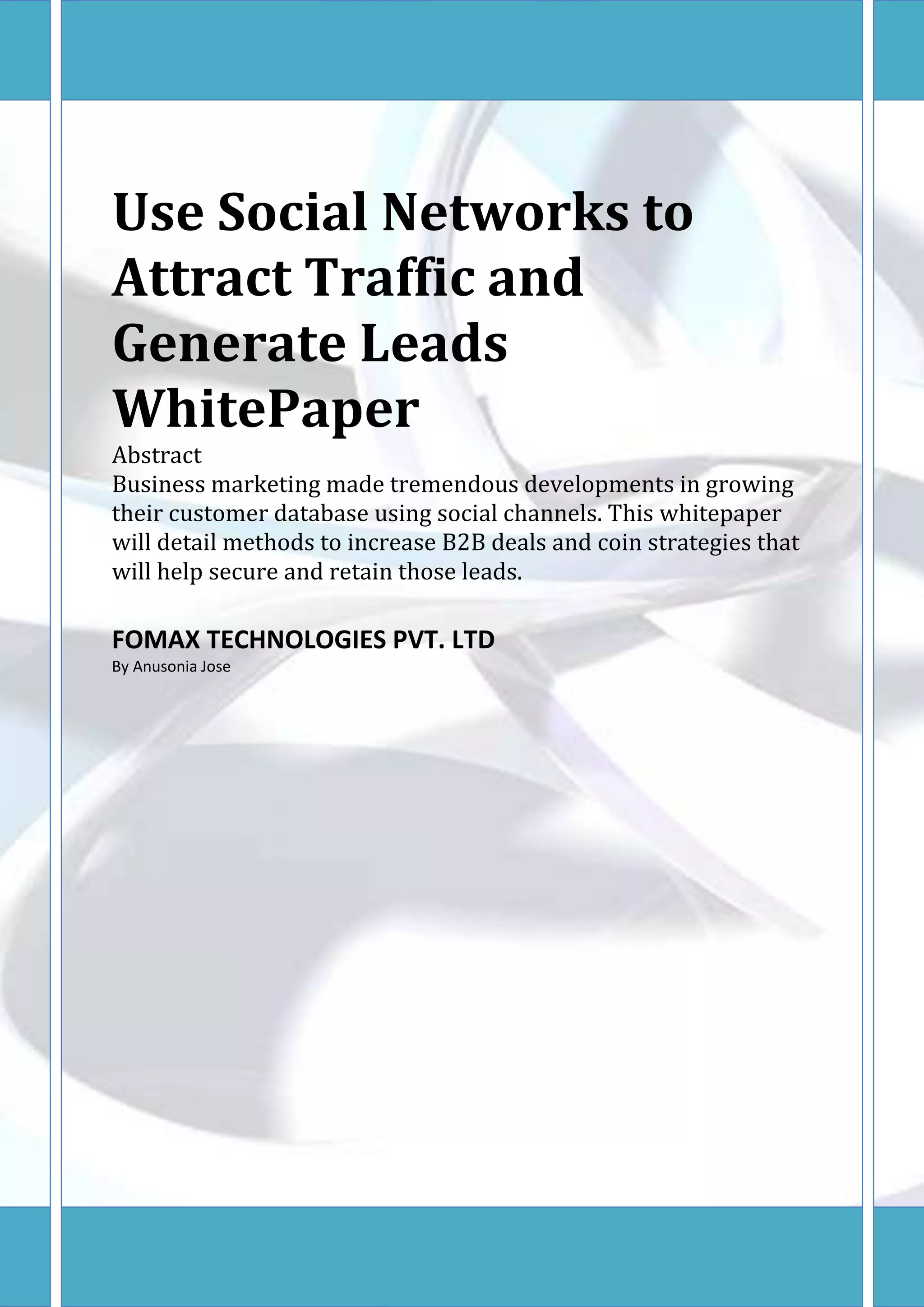 Lead generation using social network | PDF