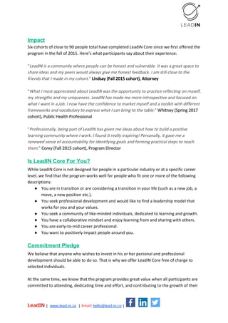 LeadIN Core Program Overview | PDF