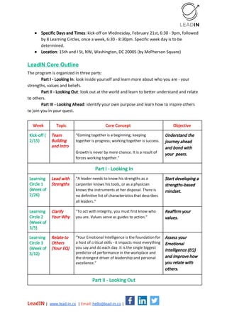 LeadIN Core Program Overview | PDF